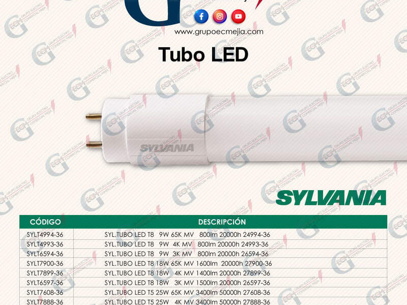 Tubo LED Sylvania : Grupo Electro Comercial Mejia | Construex