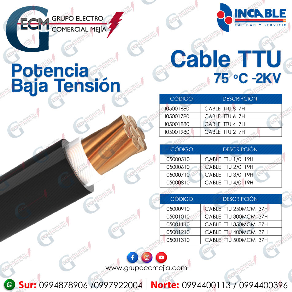 CABLE TTU INCABLE : Grupo Electro Comercial Mejia | Construex