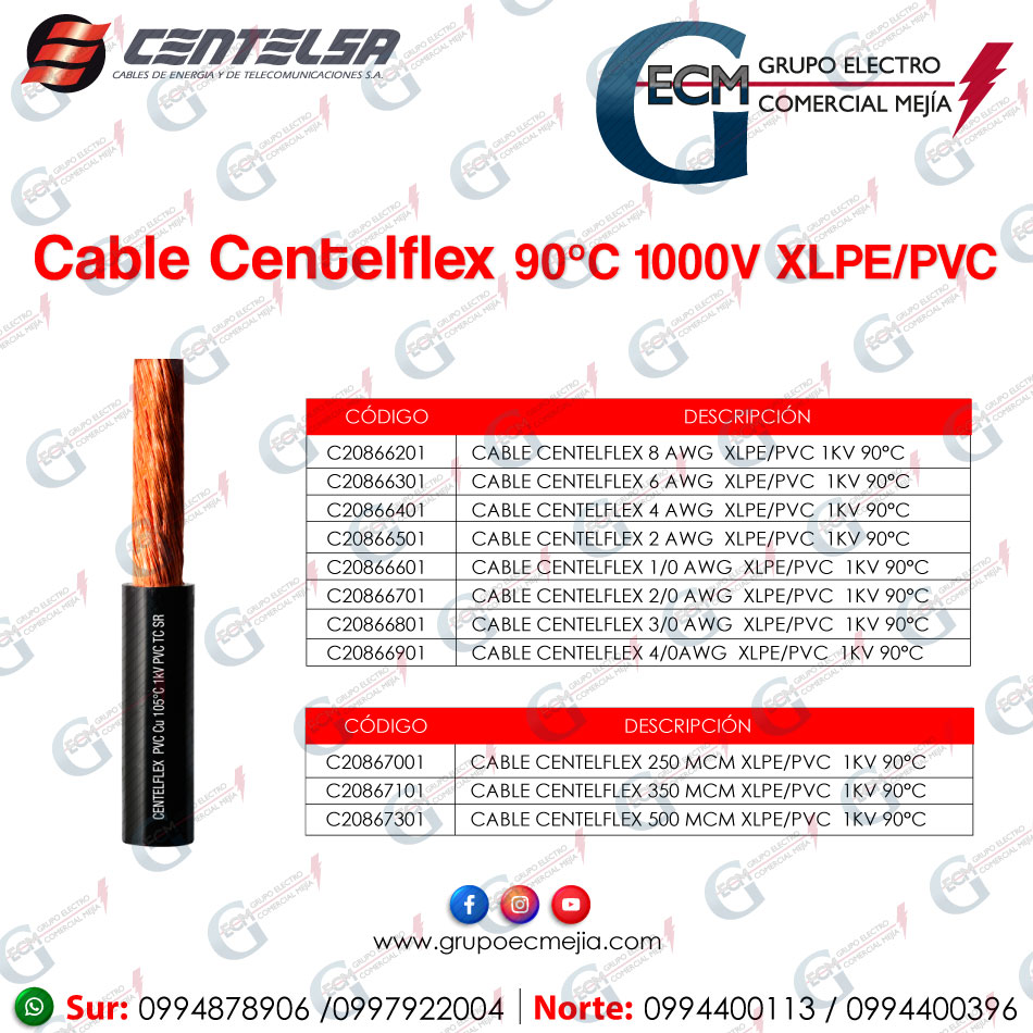 CABLE CENTELFLEX CENTELSA : Grupo Electro Comercial Mejia | Construex